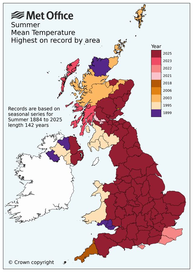 Summer 2025 is the warmest on record for the UK - Met Office