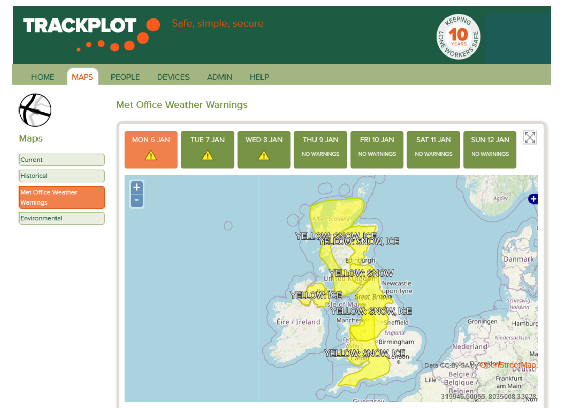 Met Office data helps Trackplot to keep outdoor lone workers safe - Met Office